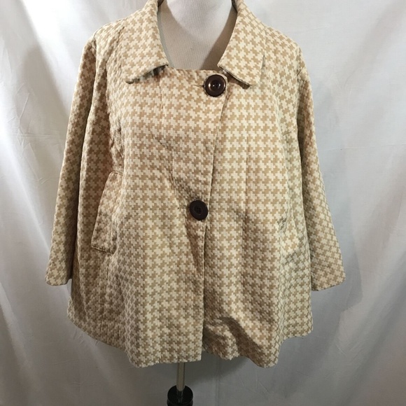 Jackets & Coats | Jl Studio Tan White Herringbone Blazer Jacker Womens ...